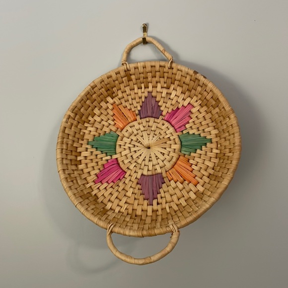 Accents | Handmade Handwoven Multicolor Wicker Raffia Straw Tray With ...